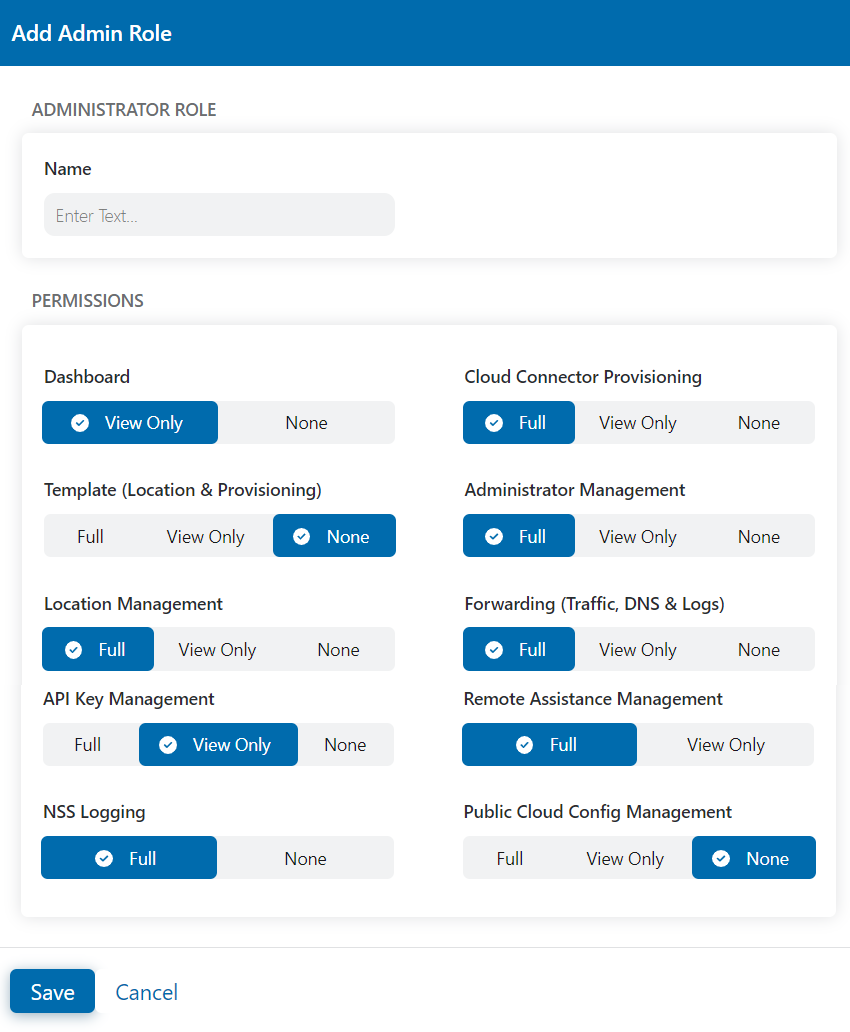 Add Admin Role window